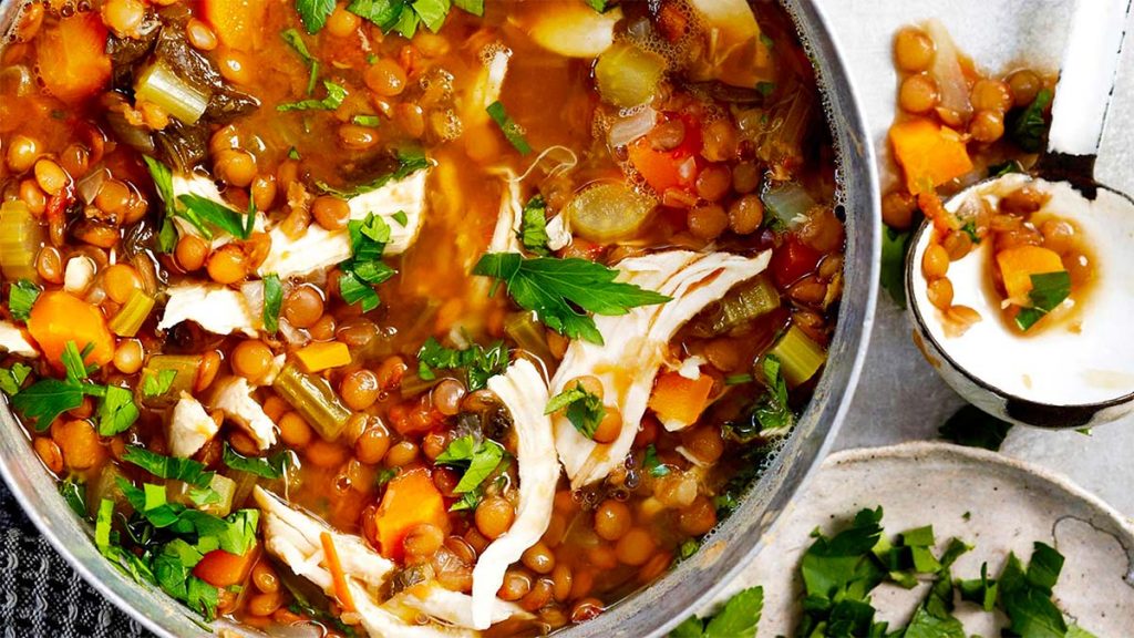 Supë me Thjerrëza dhe Mish Pule - Receta plot Shije që Rigjallëron ...